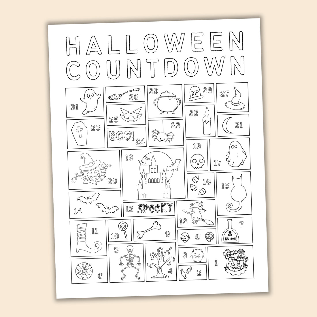 Halloween Coloring Countdown – Printables by The Craft-at-Home Family