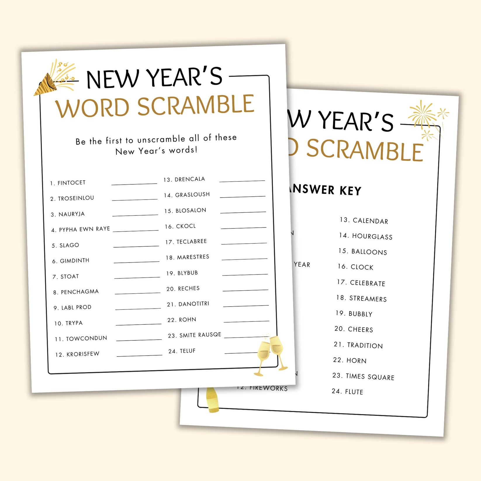 New Year's Word Scramble – Printables by The Craft-at-Home Family