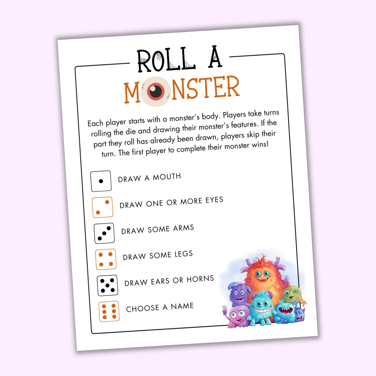 Roll a Monster Game – Printables by The Craft-at-Home Family