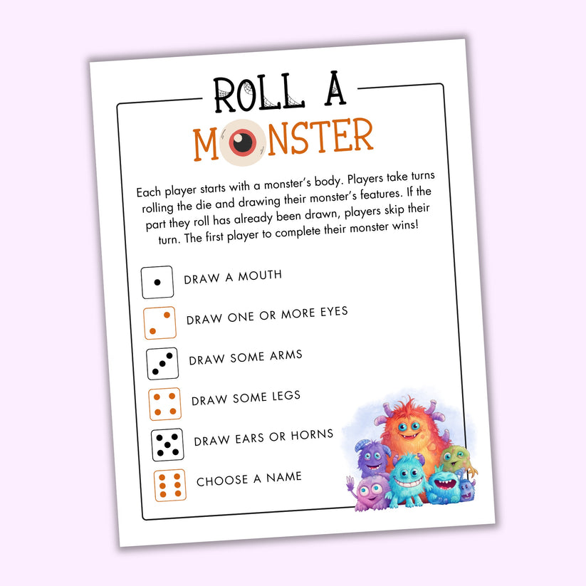 Roll a Monster Game – Printables by The Craft-at-Home Family