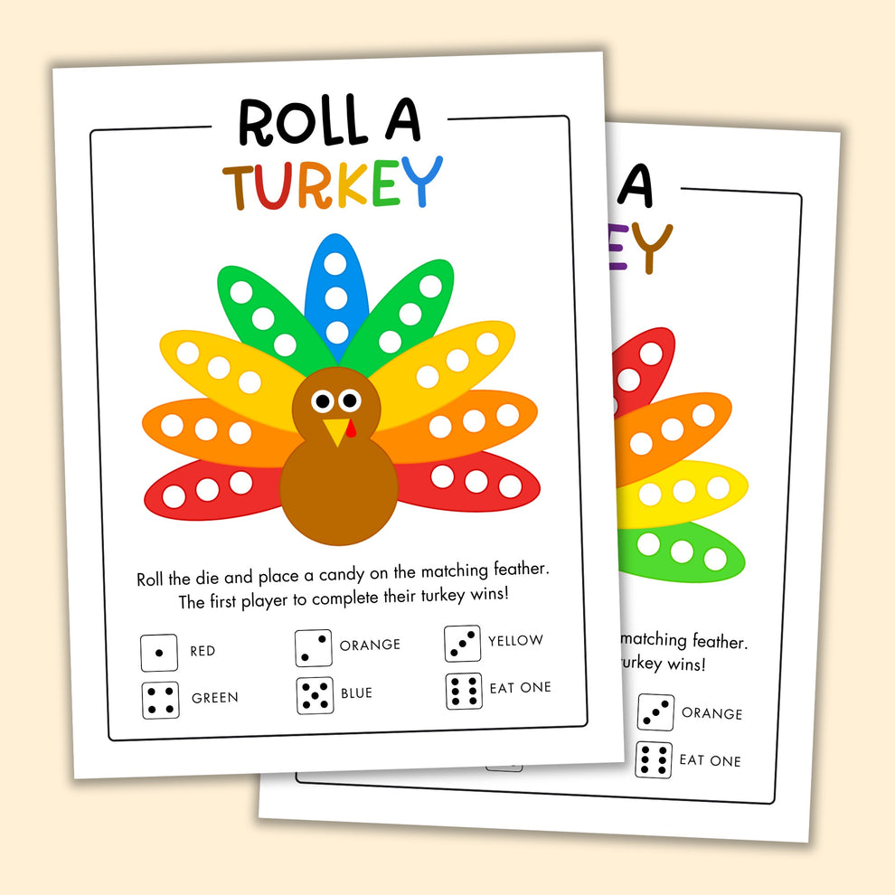 Roll a Turkey Game – Printables by The Craft-at-Home Family