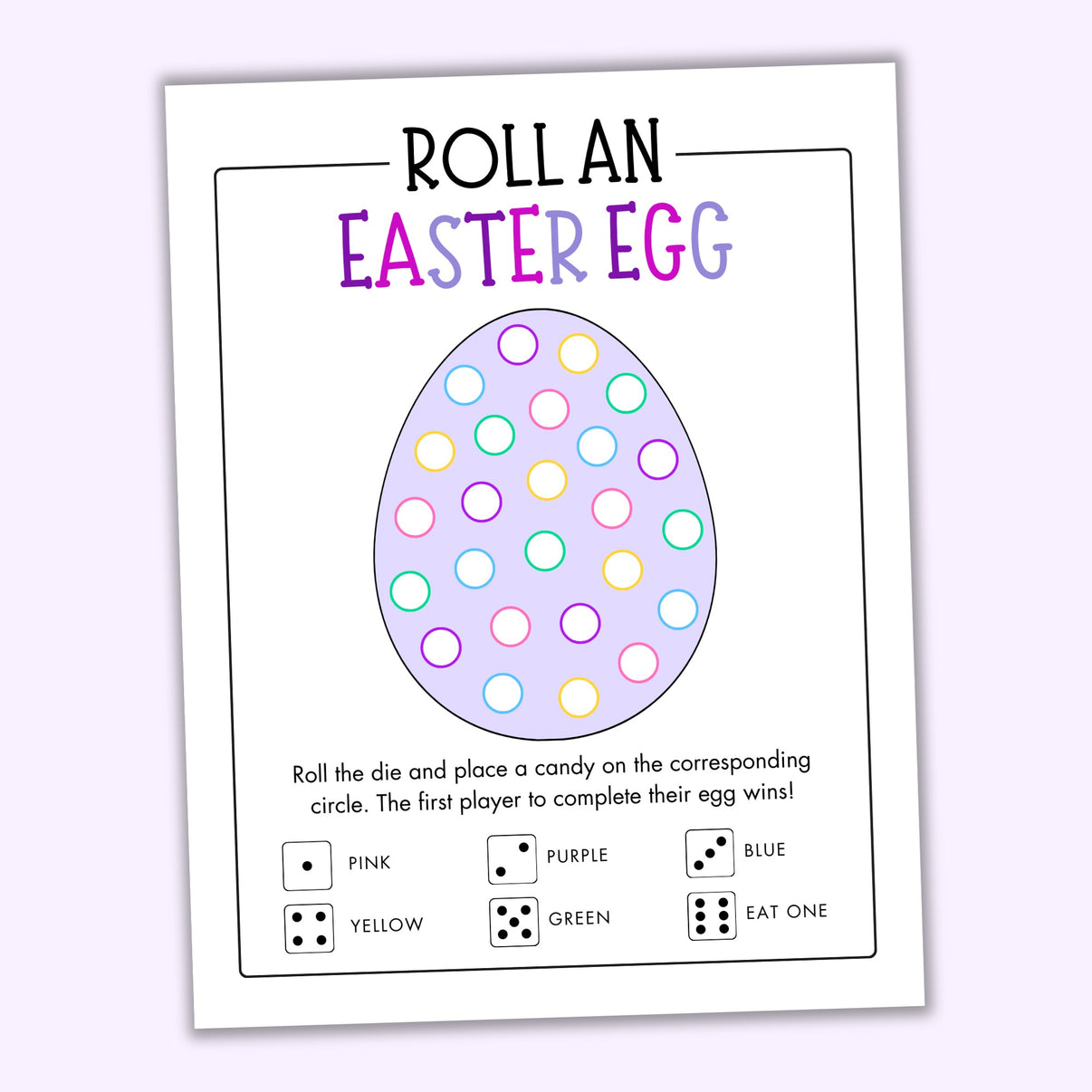 Roll an Easter Egg Game – Printables by The Craft-at-Home Family