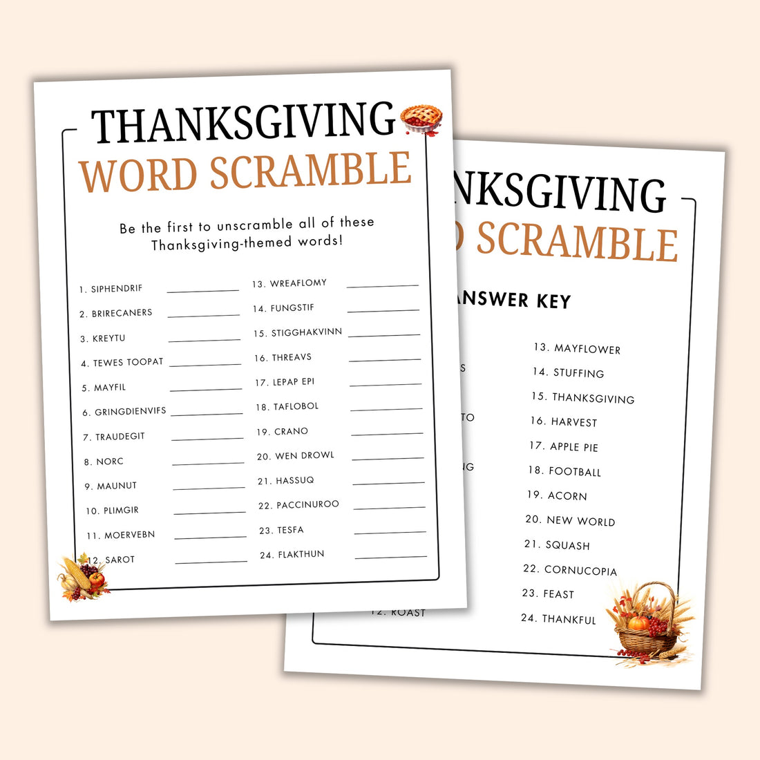 Thanksgiving Word Scramble – Printables by The Craft-at-Home Family
