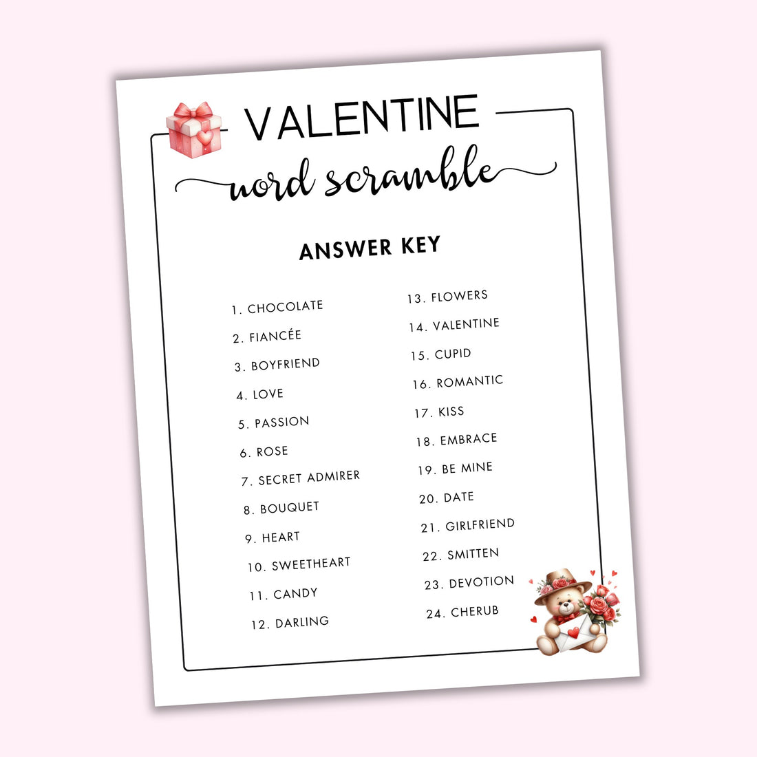 Valentine's Day Word Scramble – Printables by The Craft-at-Home Family