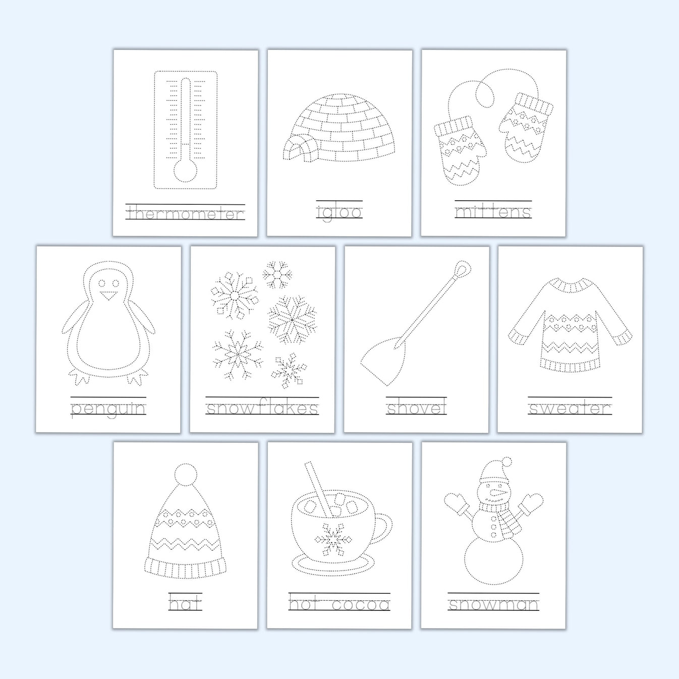 Winter Tracing Worksheets – Printables by The Craft-at-Home Family