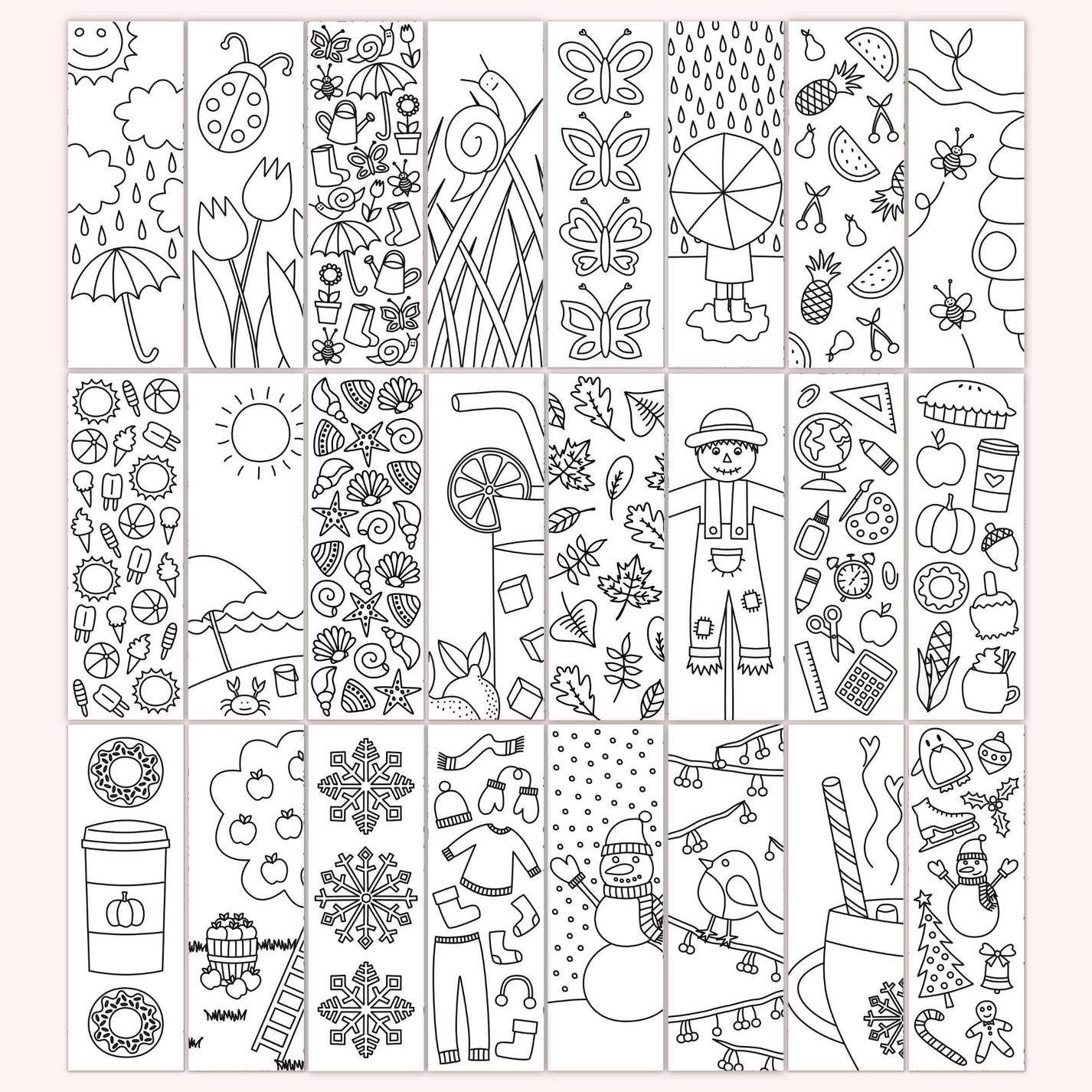 4-Season Coloring Bookmark Bundle (Set of 24) – Printables by The Craft ...
