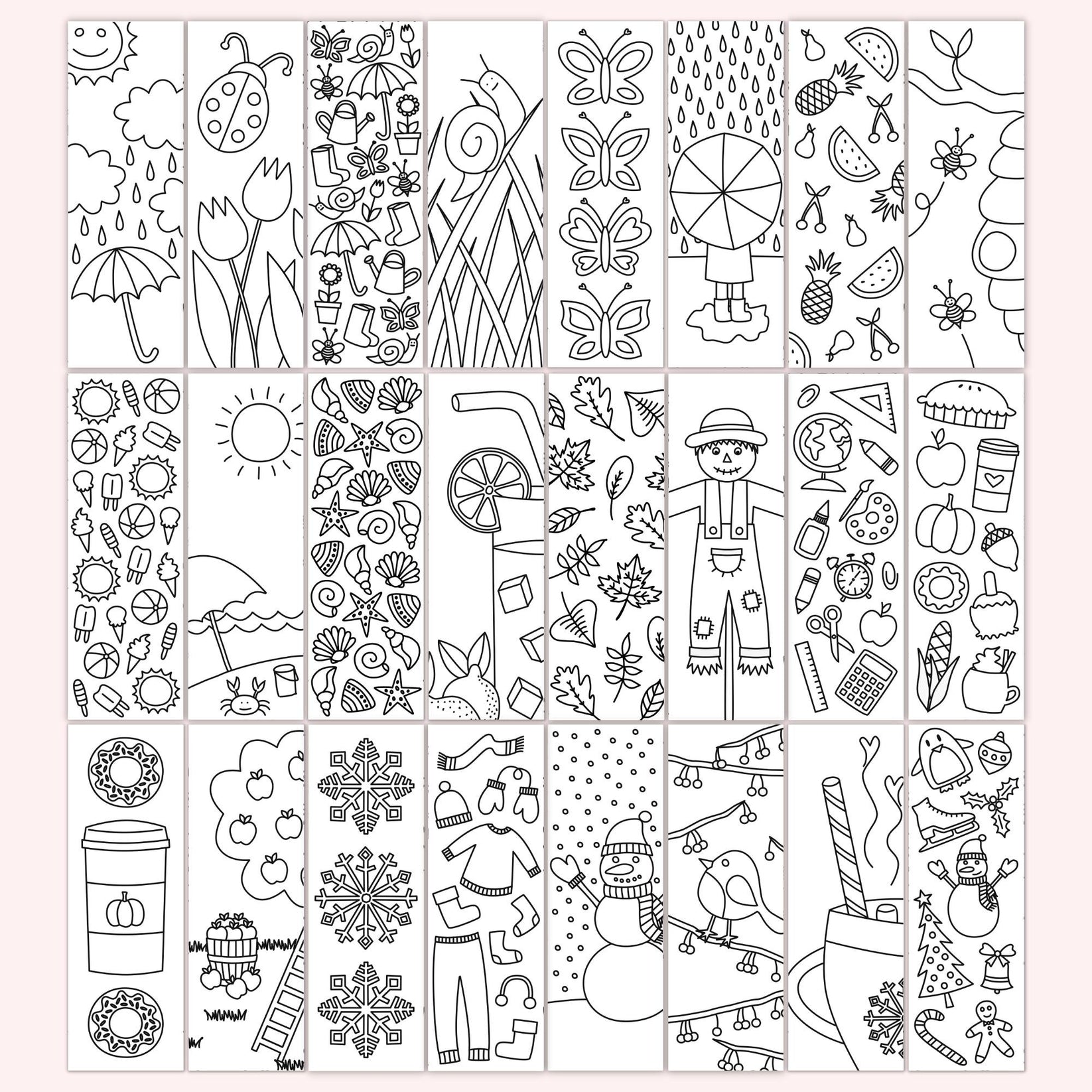 4-Season Coloring Bookmark Bundle (Set of 24) – Printables by The Craft ...