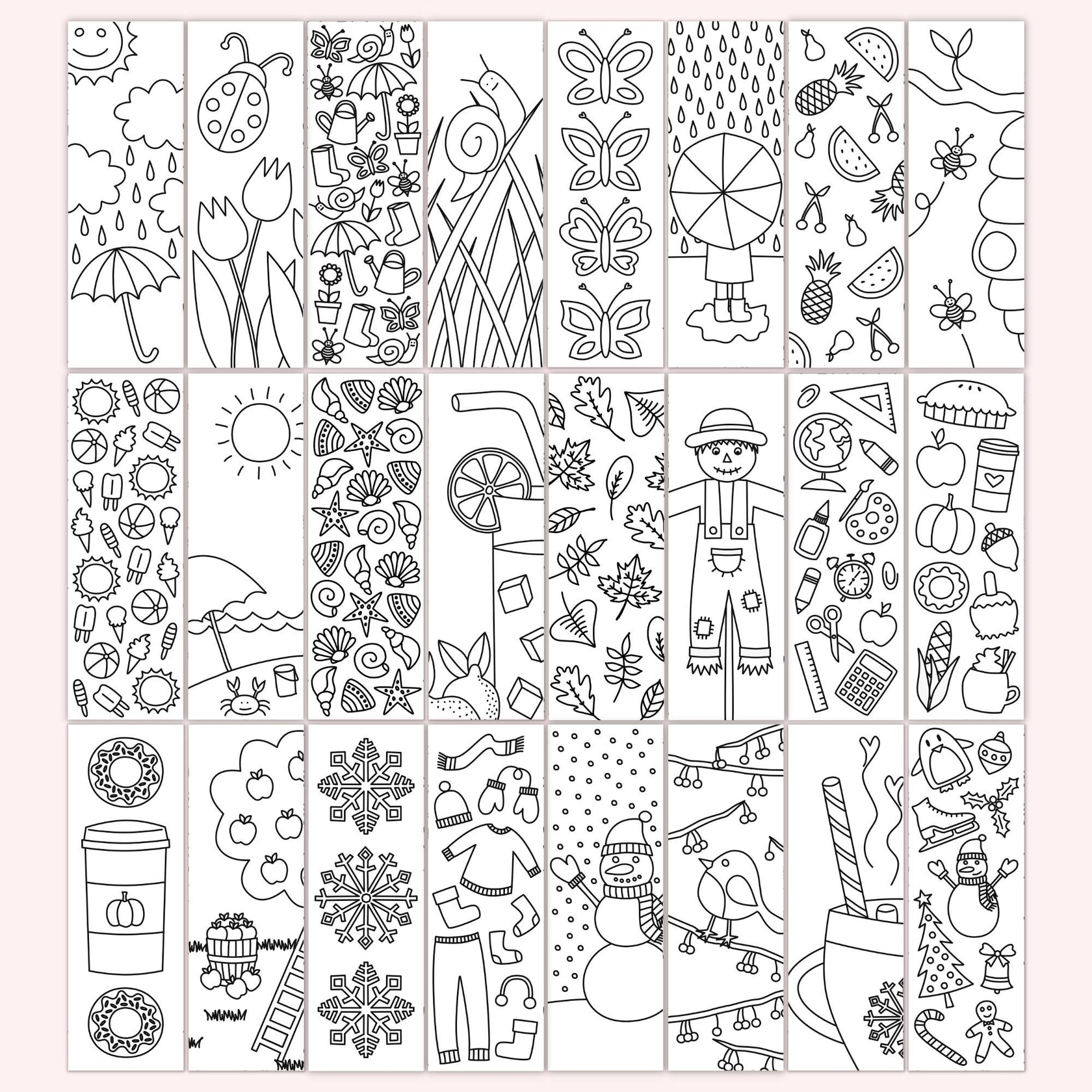 4-Season Coloring Bookmark Bundle (Set of 24) – Printables by The Craft ...