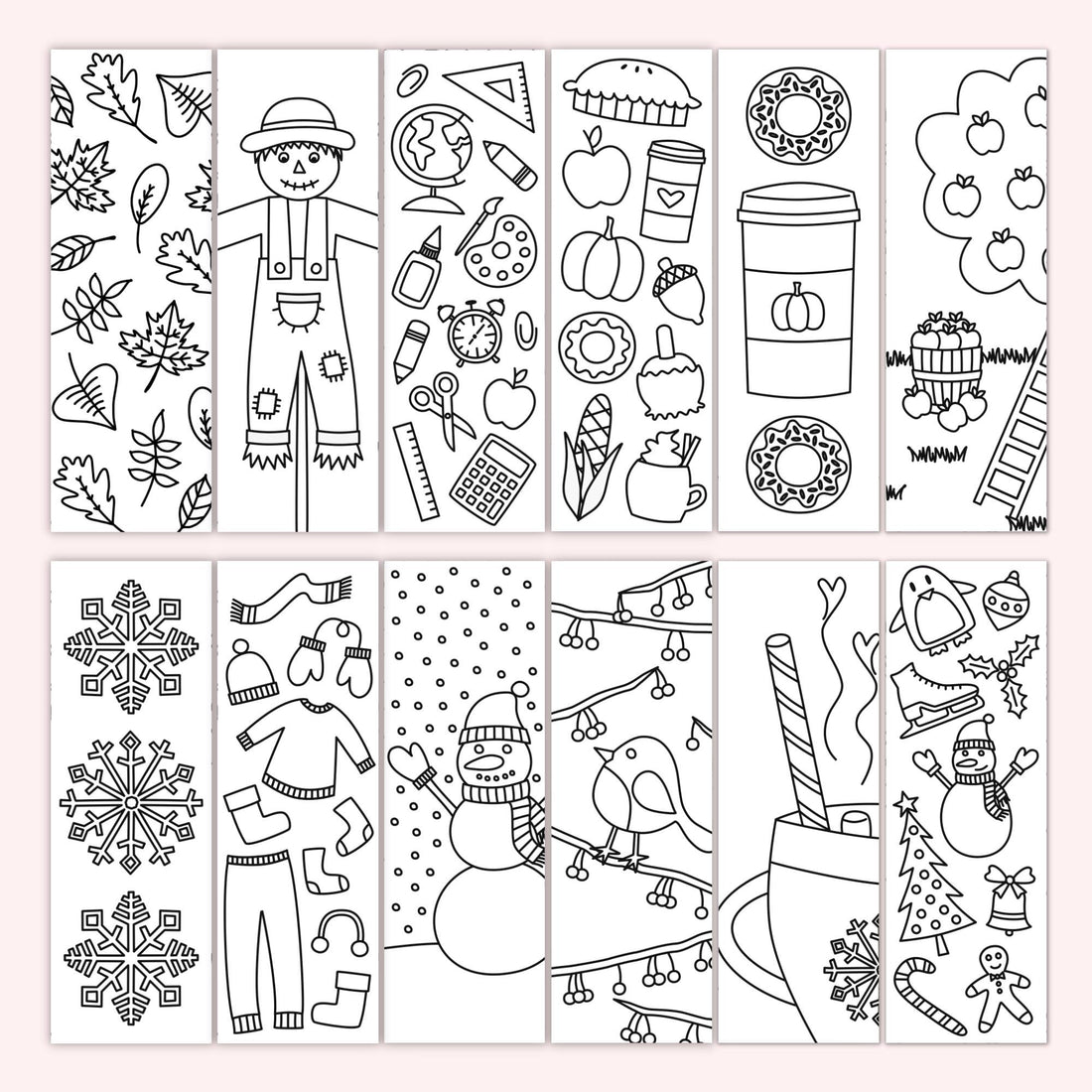 4-Season Coloring Bookmark Bundle (Set of 24) – Printables by The Craft ...