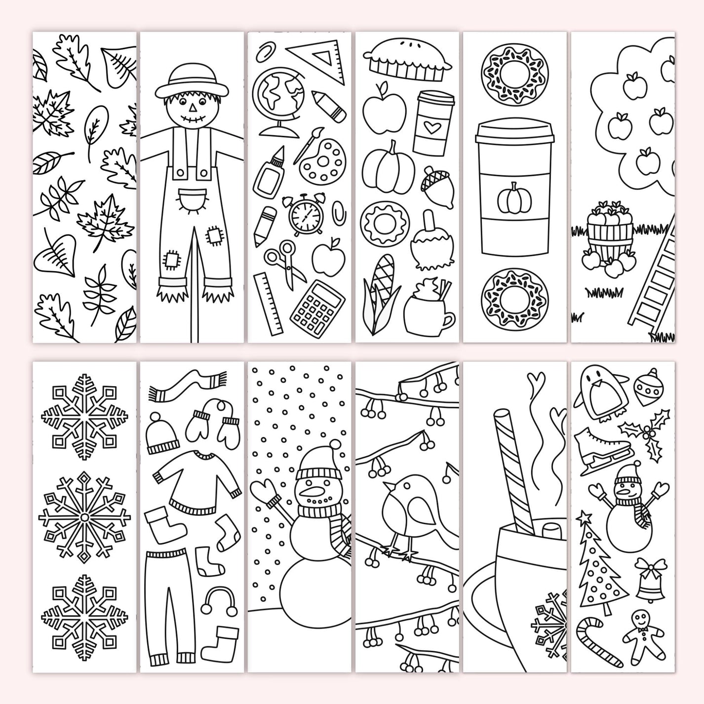 4-Season Coloring Bookmark Bundle (Set of 24) – Printables by The Craft ...