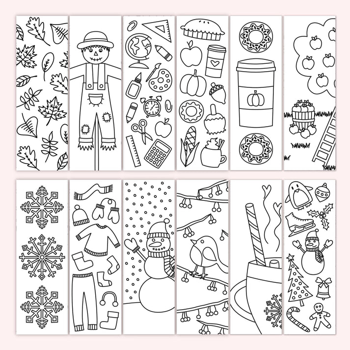 4-Season Coloring Bookmark Bundle (Set of 24) – Printables by The Craft ...