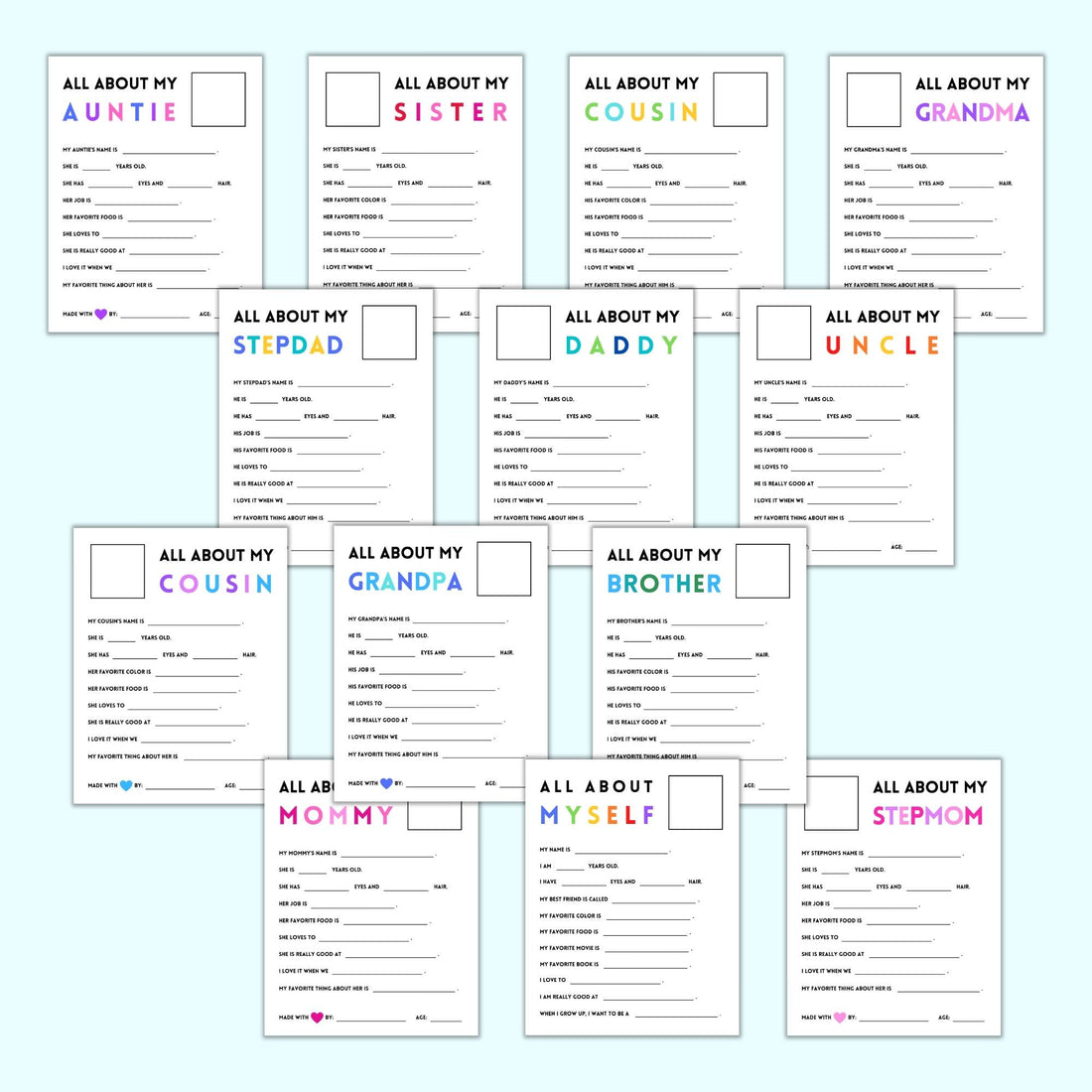 "All About My Family" Bundle (13 Questionnaires) – Printables by The ...