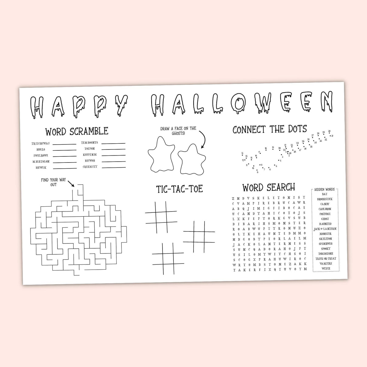 Halloween Activity Placemat – Printables by The Craft-at-Home Family
