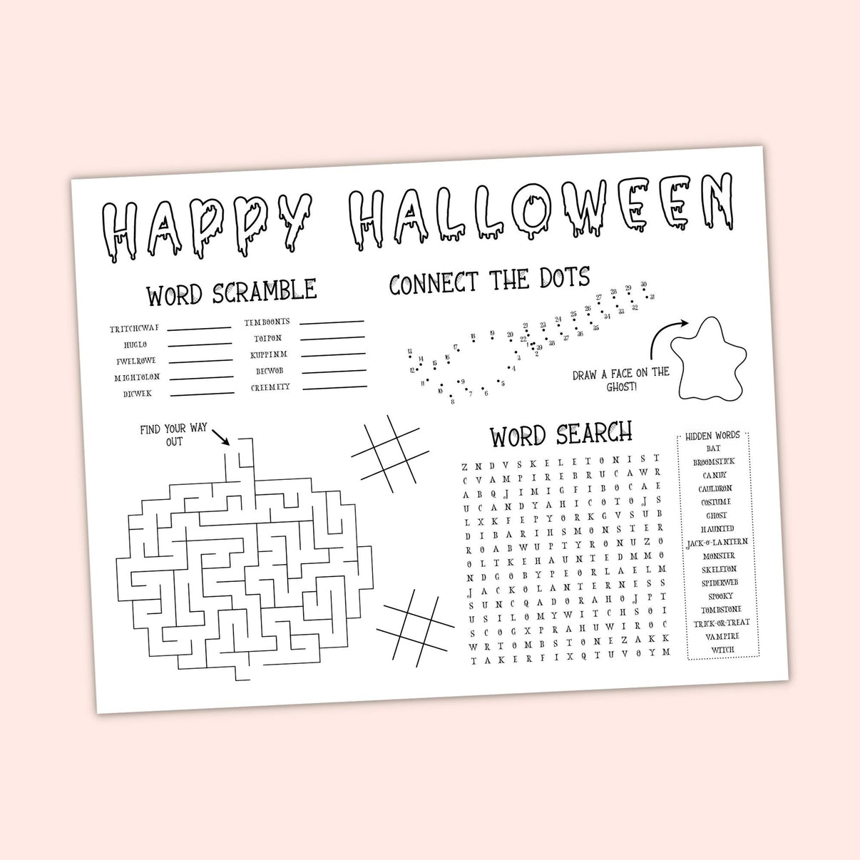 Halloween Activity Placemat – Printables by The Craft-at-Home Family