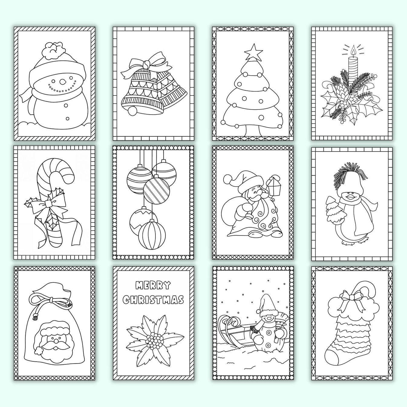 Christmas Coloring Cards (Set of 12) – Printables by The Craft-at-Home ...
