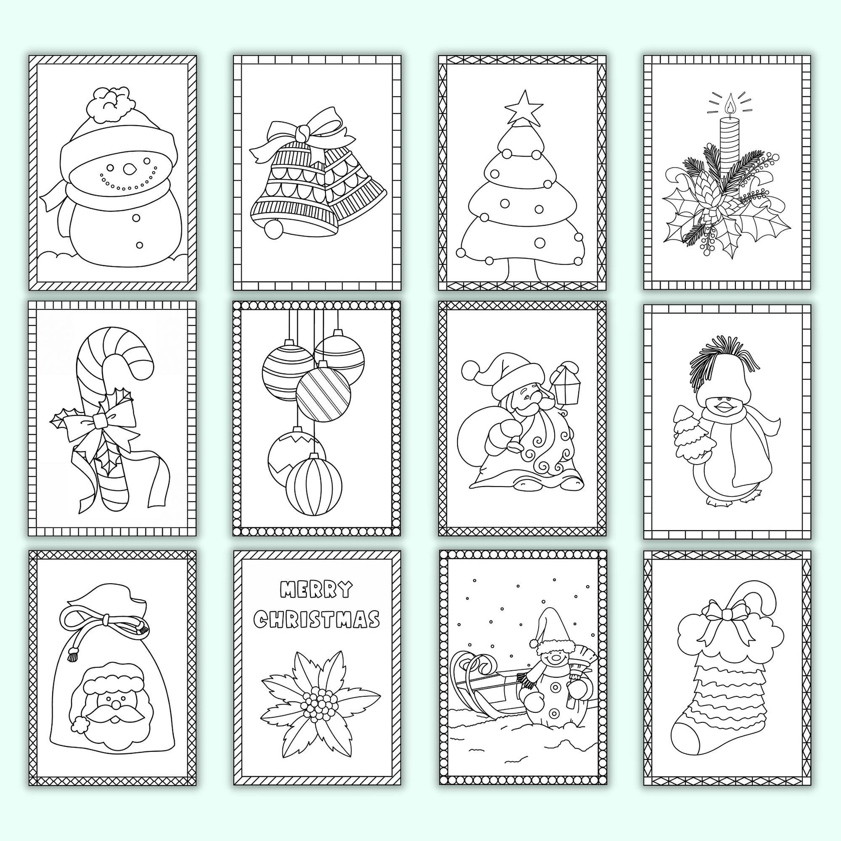 Christmas Colouring Cards (Set of 12) – Printables by The Craft-at-Home ...
