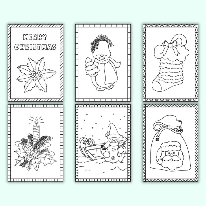 Christmas Colouring Cards (Set of 12) – Printables by The Craft-at-Home ...