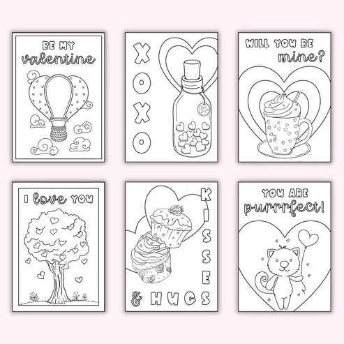 Valentine's Day Coloring Cards (Set of 12) – Printables by The Craft-at ...