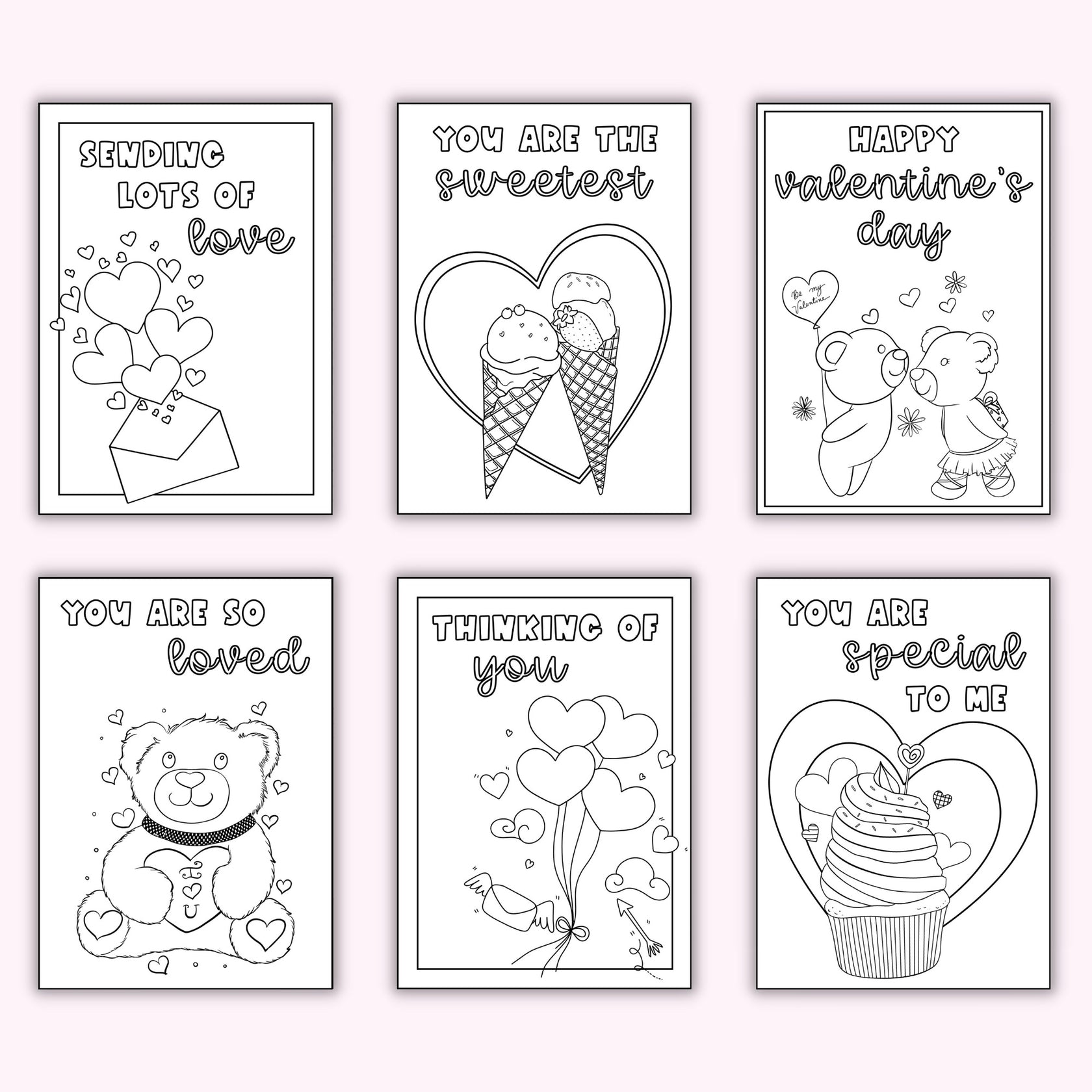 Valentine's Day Colouring Cards (Set of 12) – Printables by The Craft ...