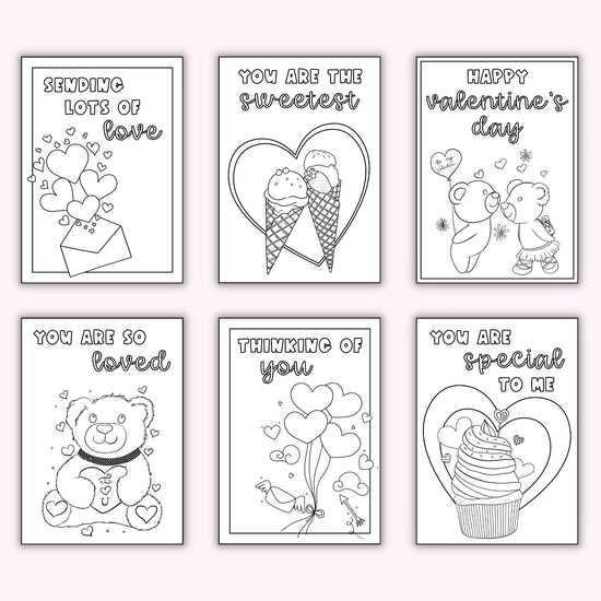 Valentine's Day Coloring Cards (Set of 12) – Printables by The Craft-at ...