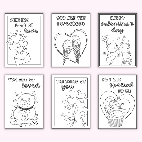 Valentine's Day Coloring Cards (Set of 12) – Printables by The Craft-at ...