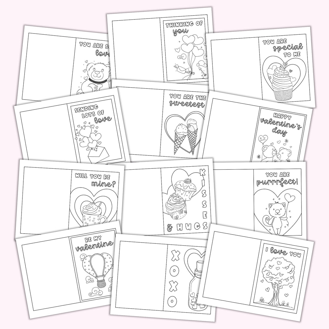 Valentine's Day Coloring Cards (Set of 12) – Printables by The Craft-at ...
