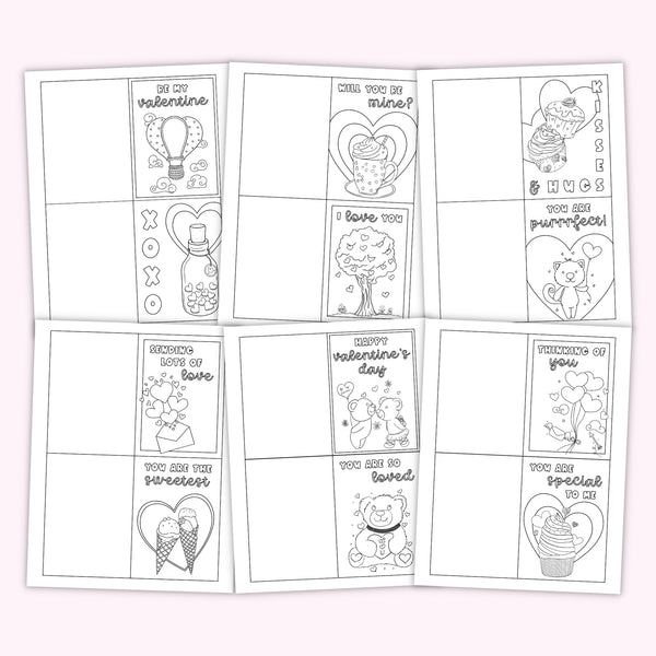 Valentine's Day Coloring Cards (Set of 12) – Printables by The Craft-at ...