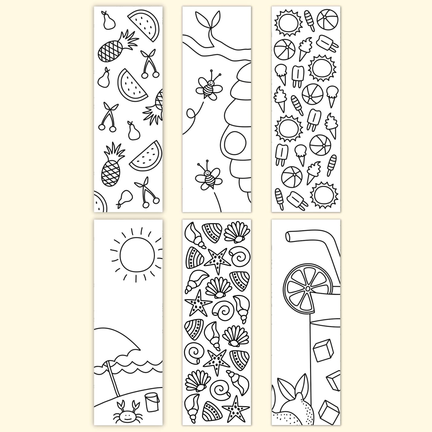 Summer Coloring Bookmarks (Set of 6) – Printables by The Craft-at-Home ...