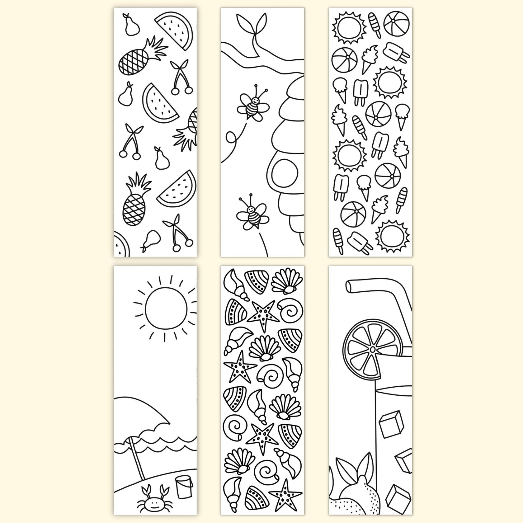 Summer Coloring Bookmarks (Set of 6) – Printables by The Craft-at-Home ...