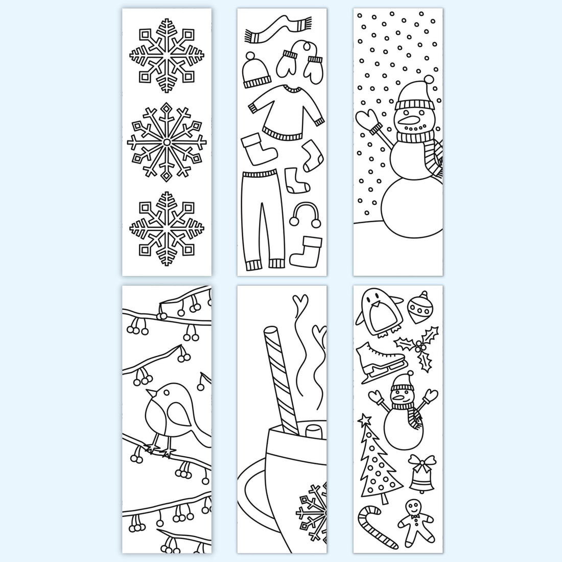 Winter Coloring Bookmarks (Set of 6) – Printables by The Craft-at-Home ...
